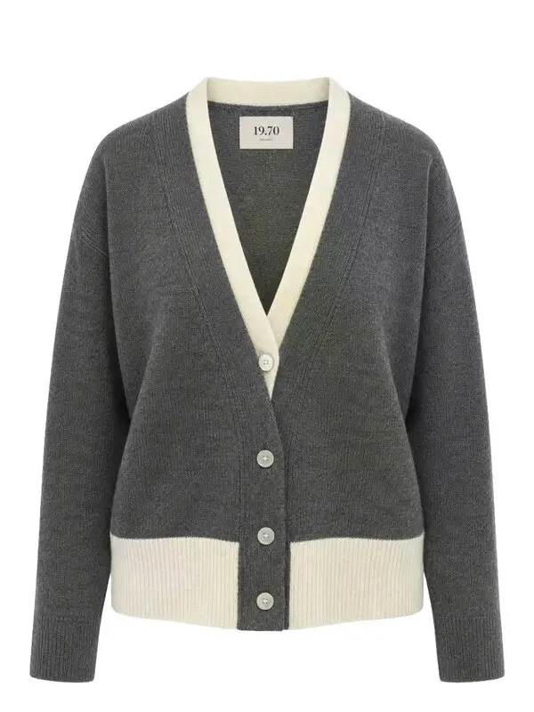 Seventy 19.70 Colour-block V-neck Cardigan - Grey
