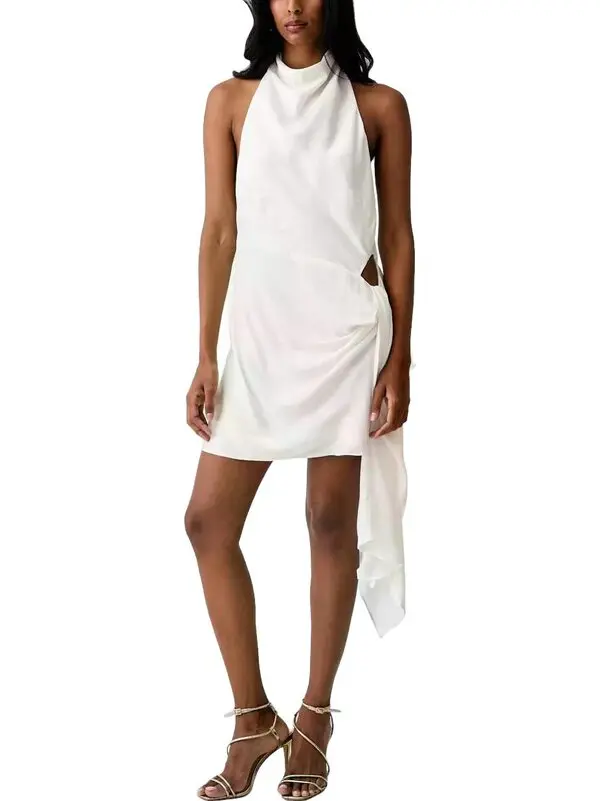 Bardot Katia Halterneck Draped Mini Dress - White