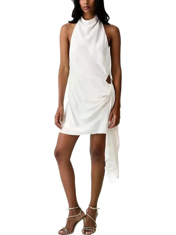 Bardot Katia Halterneck Draped Mini Dress - Ivory