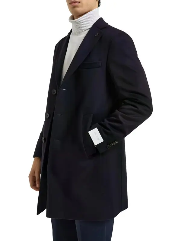 BRERAS MILANO Single-breasted Notched-lapels Coat - Blue