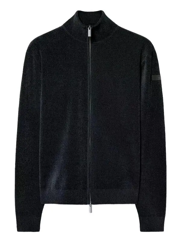 RRD Velvet Zip-up Cardigan - Black