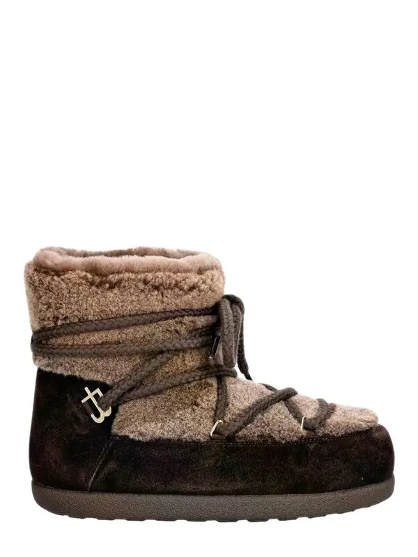 BALDININI Shearling-trim Lace-up Boots - Brown
