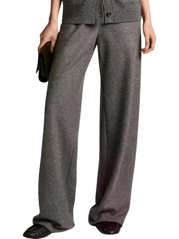 Vince Colette Fine-knit Wide-leg Trousers - Grey
