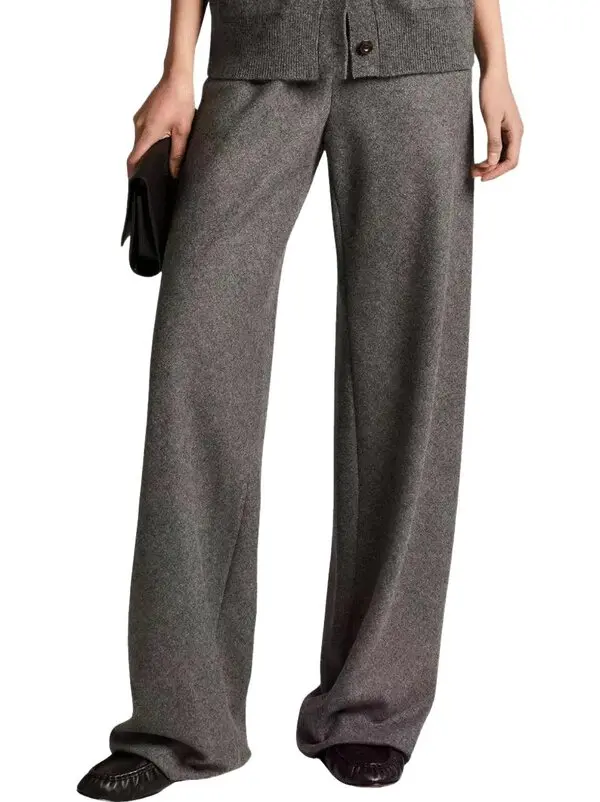 Vince Colette Fine-knit Wide-leg Trousers - Grey