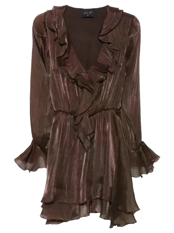 PHILIA LOFT Ruffled Tiered Mini Dress - Brown