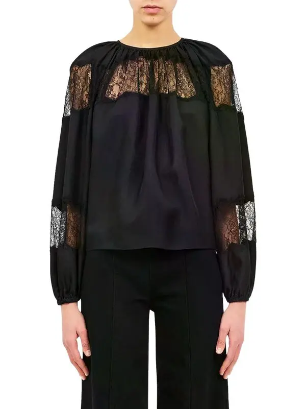 Ulla Johnson Bess Lace-trimmed Silk Blouse - Black