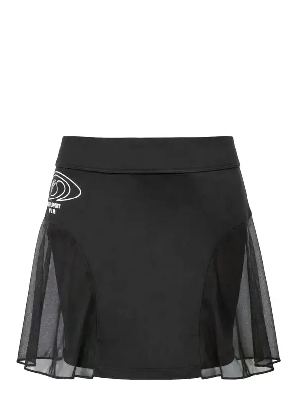 PLEIN SPORT Mesh-panel Logo-print Cover-up Skirt - Black