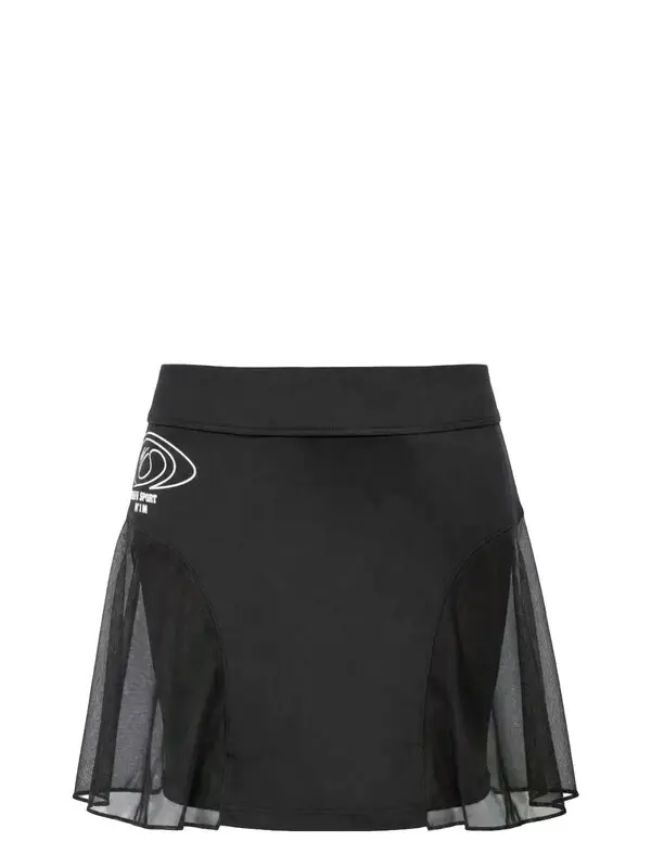 PLEIN SPORT Mesh-panel Logo-print Cover-up Skirt - Black