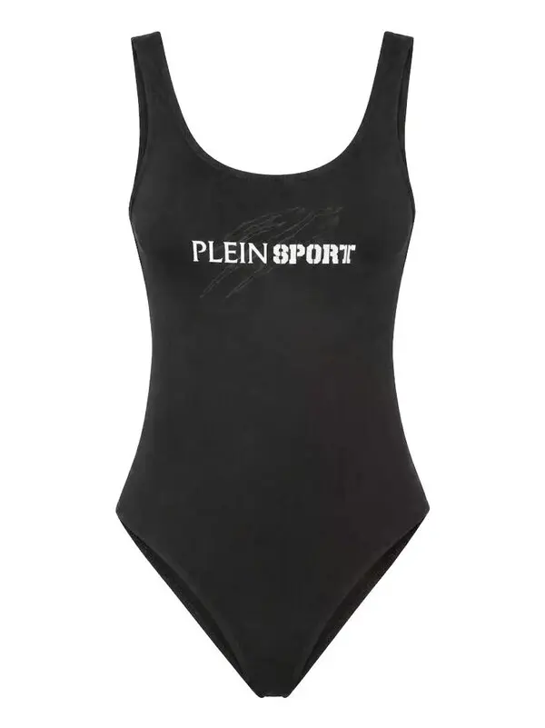 PLEIN SPORT Monokini Logo-print Scoop-neck Swimsuit - Black
