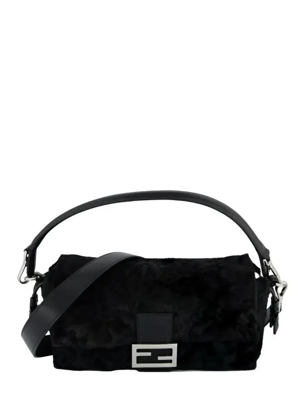 Fendi Baguette Soft Calfhair Shoulder Bag - Black