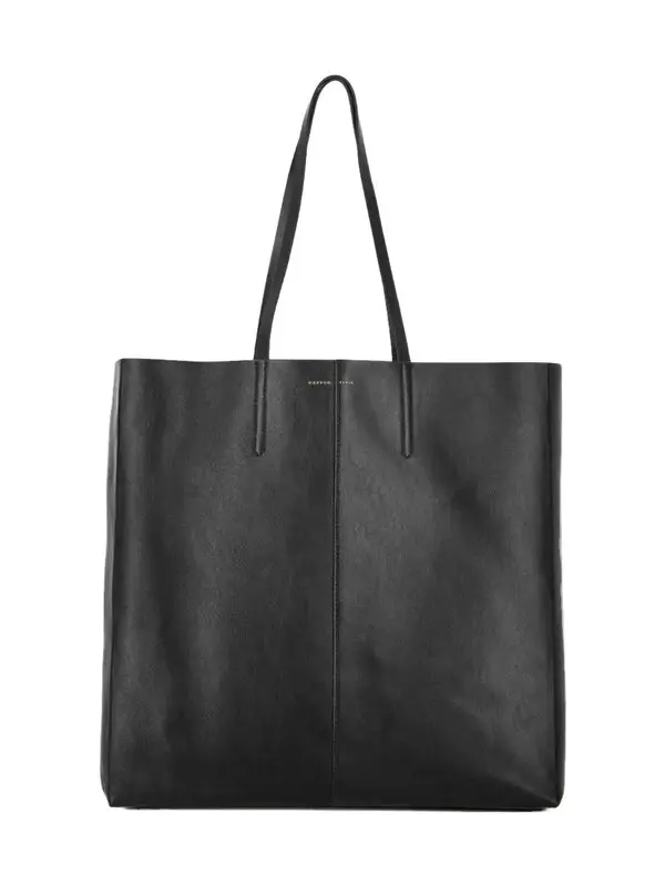 Carven Jean Logo-embossed Leather Tote Bag - Black