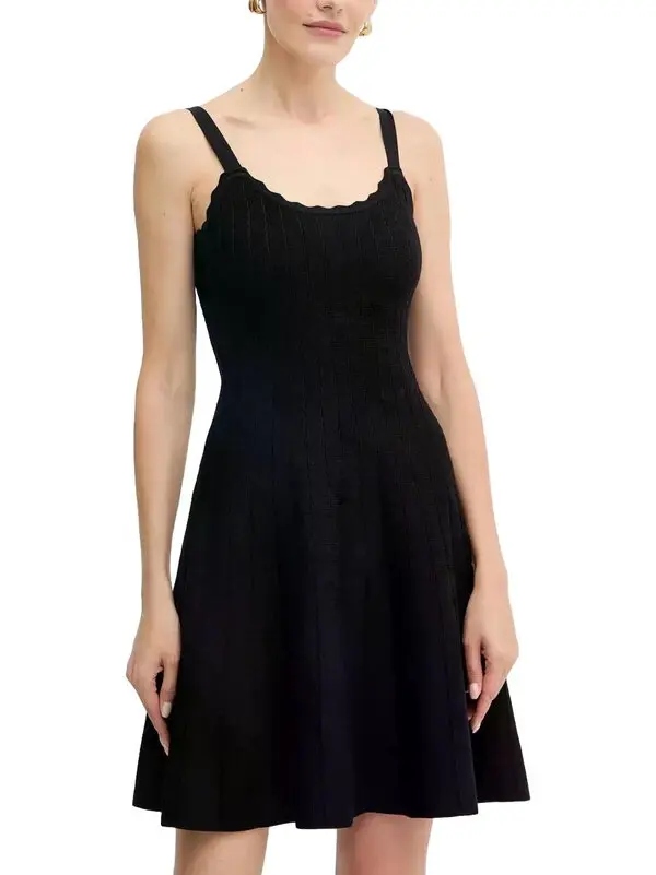 MORGAN Scalloped-trim Mini Dress - Black