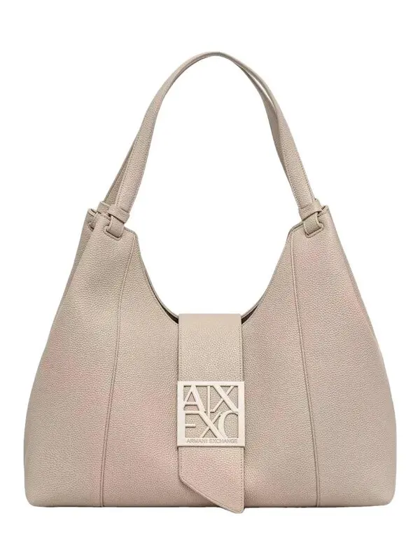 Armani Exchange Logo-plaque Grained Tote Bag - Neutrals