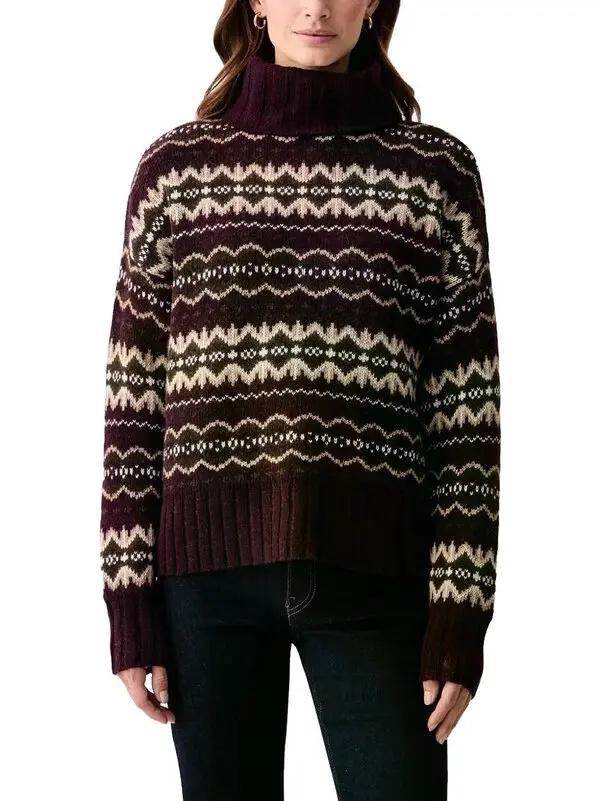 Barbour Fair Isle Roll-neck Sweater - Purple