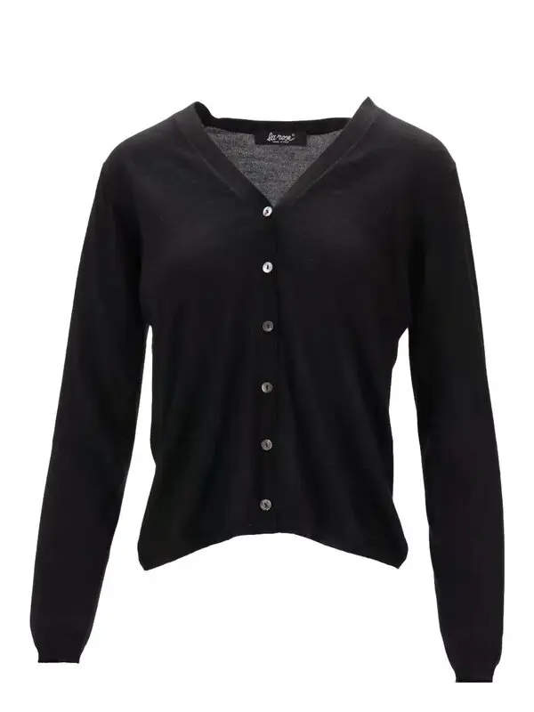 LA ROSE V-neck Knitted Cardigan - Black