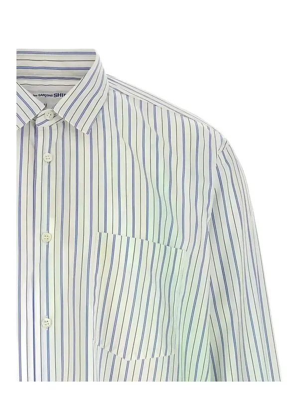 Comme Des Garçons Striped Panelled Shirt - White