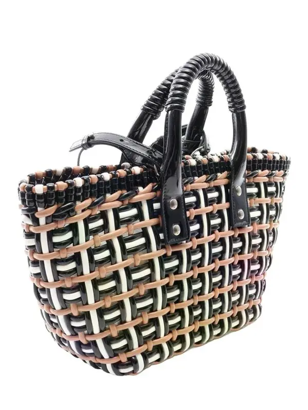 Balenciaga 2010-2026 Xs Woven Bistrot Panier Tote Satchel - Black