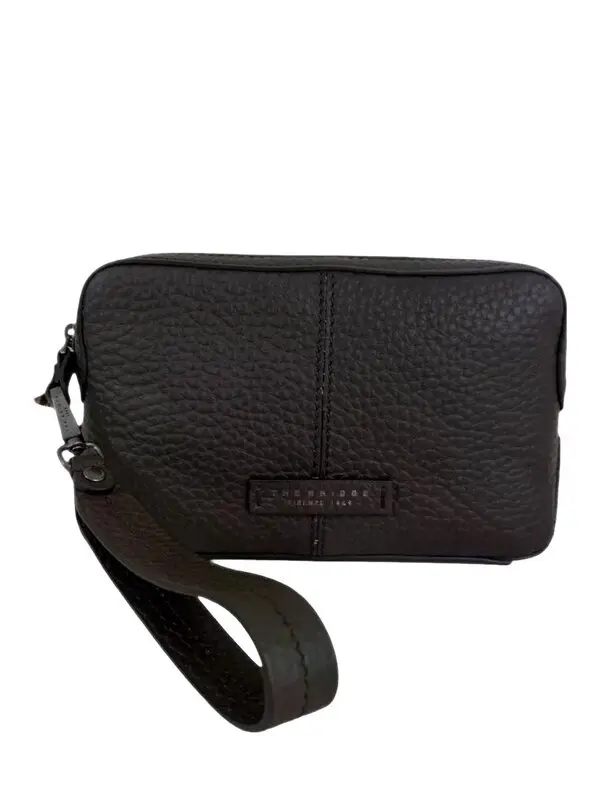 THE BRIDGE Grained Leather Clutch Bag - Brown