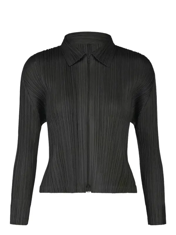 Issey Miyake Pleated Zip-up Shirt - Grey