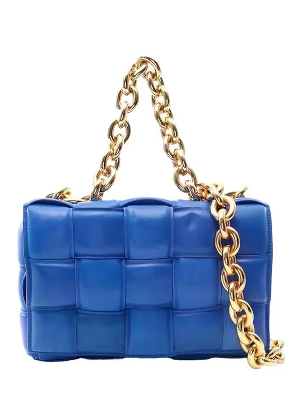 Bottega Veneta 2012-2026 Nappa Intrecciato Padded Chain Cassette Satchel - Blue