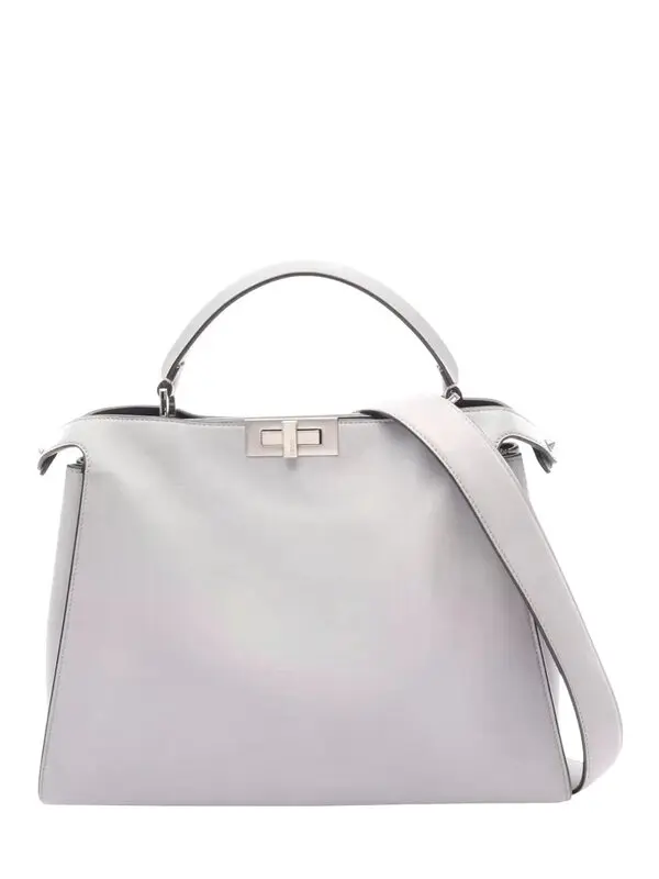 Fendi 2000-2010 Large Leather Peekaboo Essential Satchel - Blue
