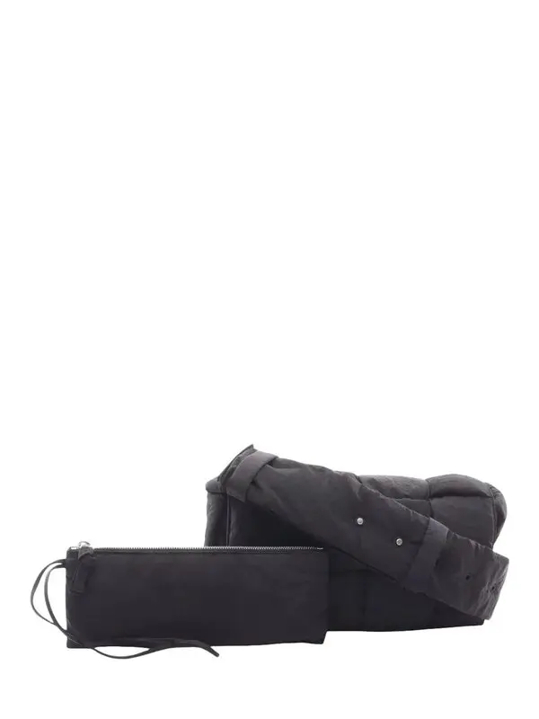 Bottega Veneta 2012-2026 Nylon Intrecciato Padded Tech Cassette Crossbody Bag - Black
