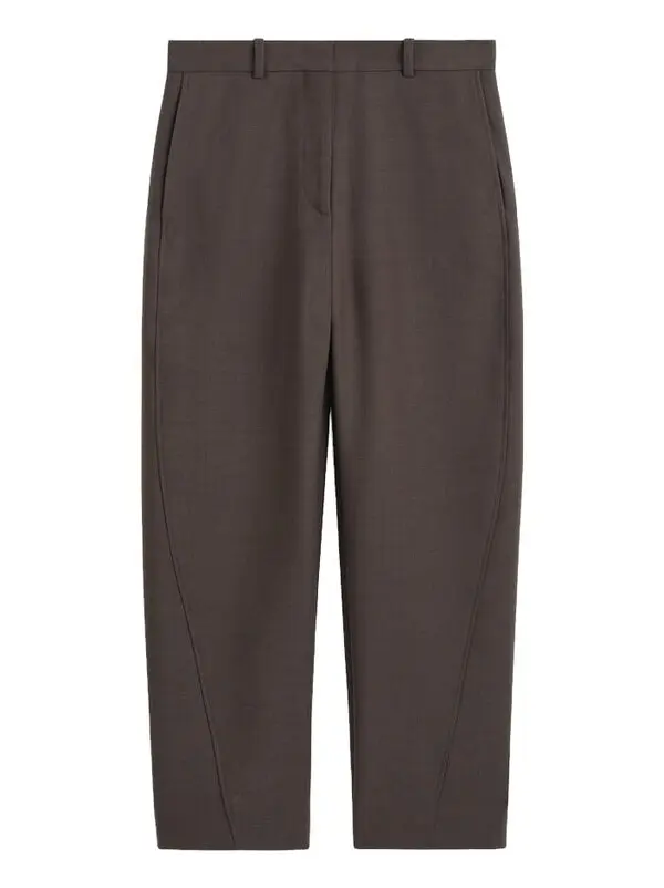Cos Cropped Wool Barrel-leg Trousers - Brown