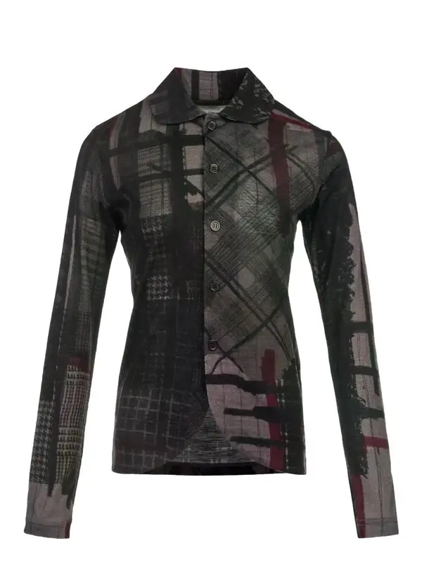 Y’s Abstract-print Button-up Cardigan - Black