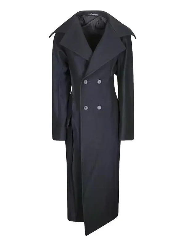 Yohji Yamamoto Asymmetric Double-breasted Coat - Black