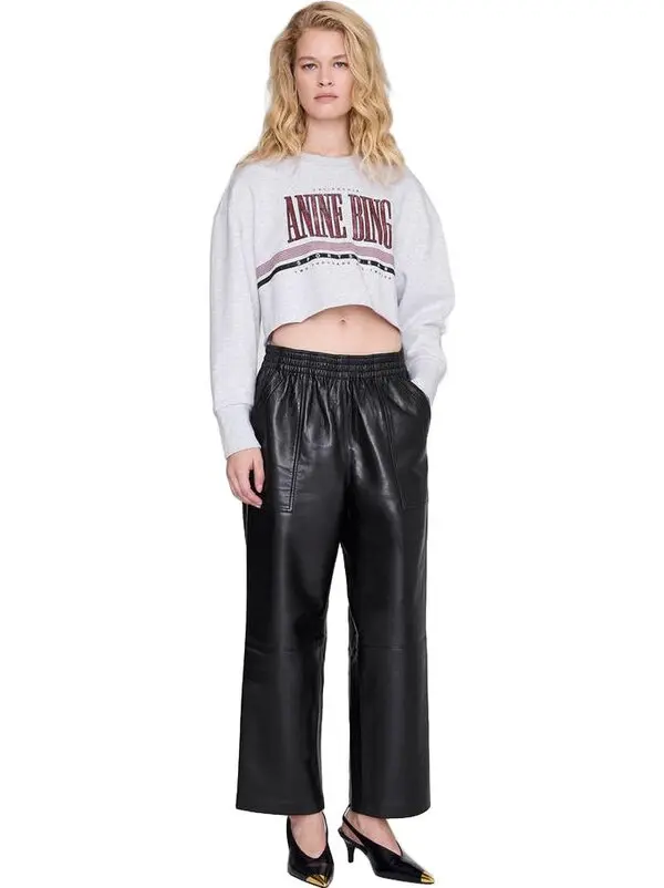 ANINE BING Sporty Cropped Sweatshirt - Heather Grey