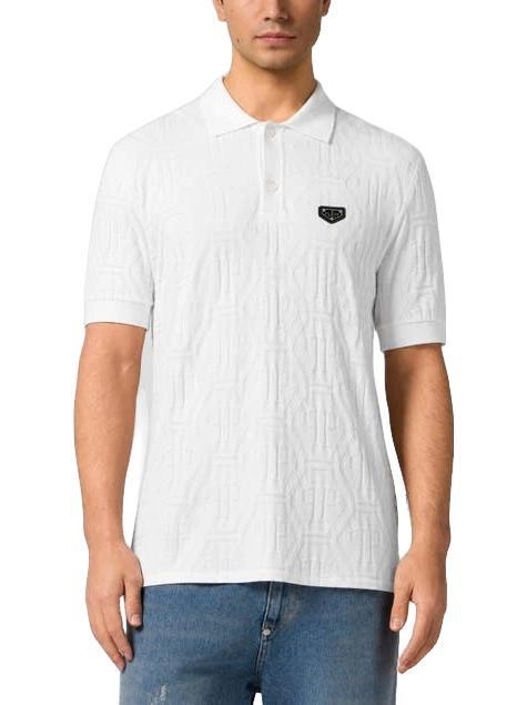 Philipp Plein Jacquard Polo T-shirt Monogram - White