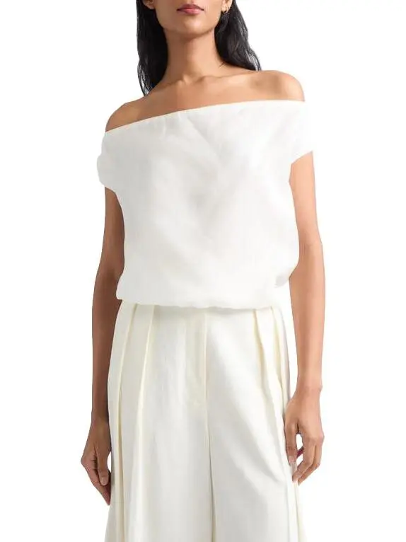 Staud Larissa Off The Shoulder Silk Top - Ivory