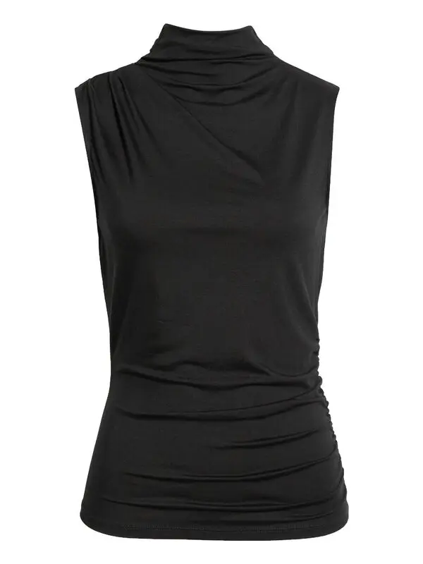 Veronica Beard Mylie Ruched Sleeveless Top - Black