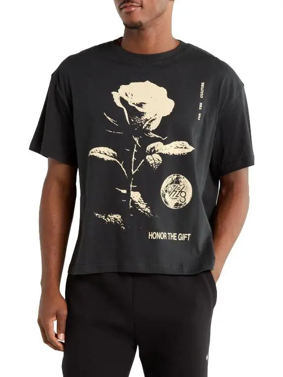 HONOR THE GIFT Rose From Concrete Cotton Graphic T-shirt - Black