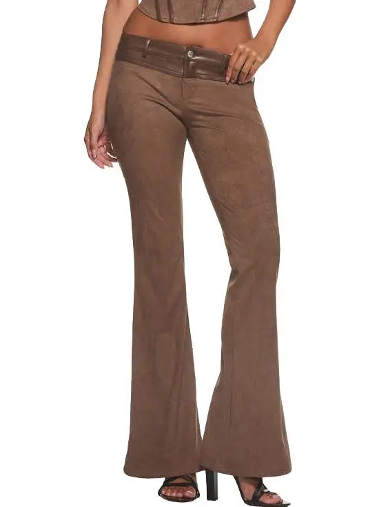 I.AM.GIA Viviane Faux Suede Flare Pants - Chocolate