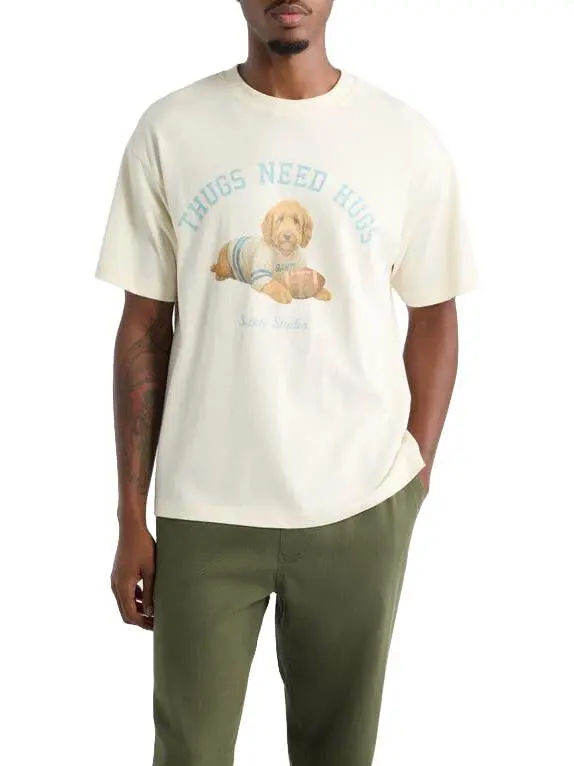 SANTO STUDIO Thugs Need Hugs Football Graphic T-shirt - Ivory