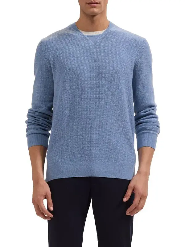 Bugatchi Wool & Cashmere Crewneck Sweater - Air Blue