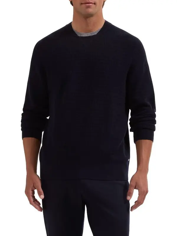 Bugatchi Wool & Cashmere Crewneck Sweater - Navy