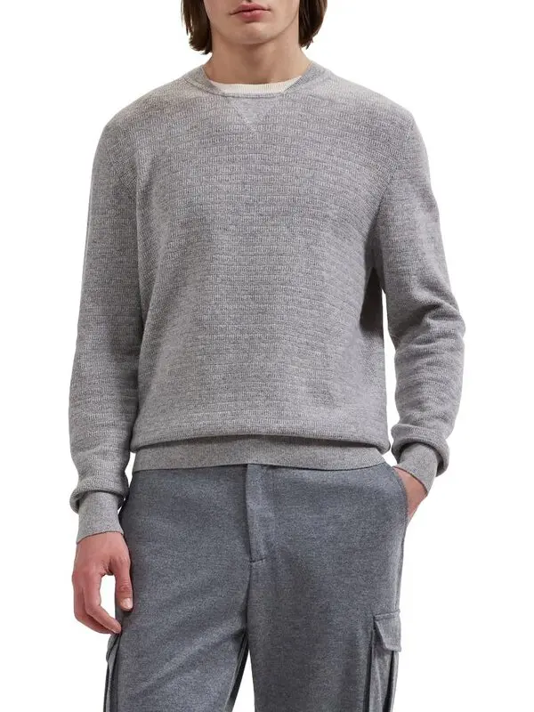 Bugatchi Wool & Cashmere Crewneck Sweater - Smoke Grey