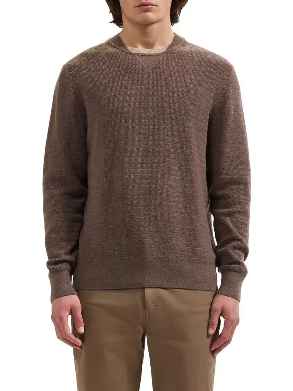 Bugatchi Wool & Cashmere Crewneck Sweater - Tobacco