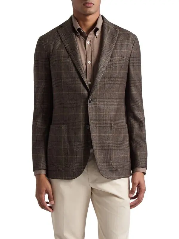 Boglioli Prince Of Wales Check Wool Sport Coat - Dove Grey
