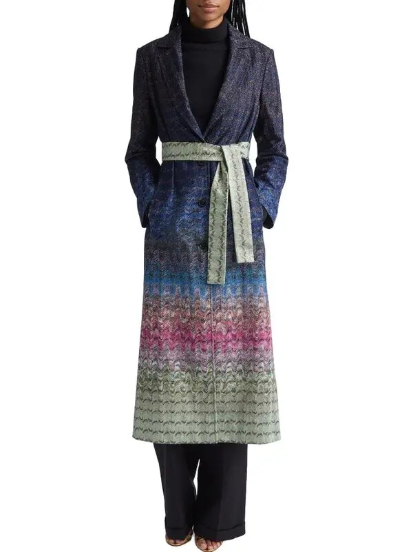 Missoni Ombré Zigzag Long Coat - Smsot Blue Base