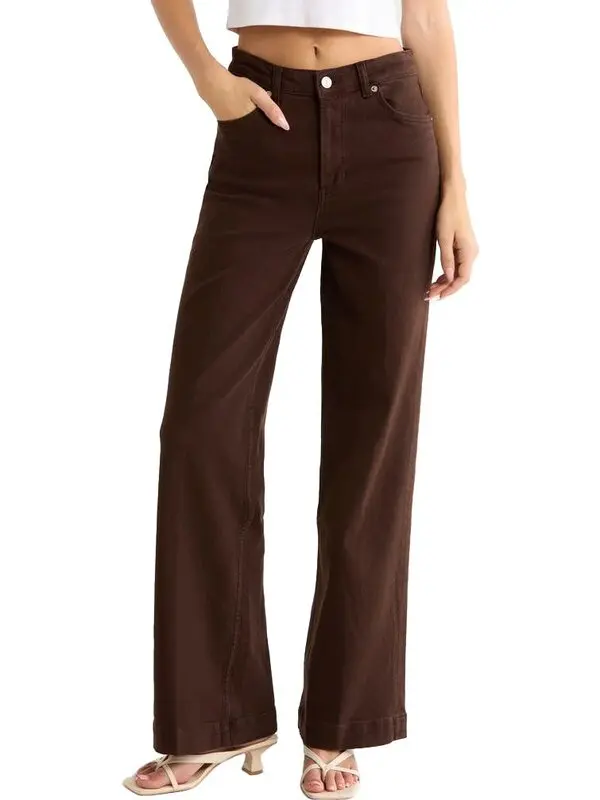 REFORMATION Bex Super Stretch High Waist Wide Leg Jeans - Mole