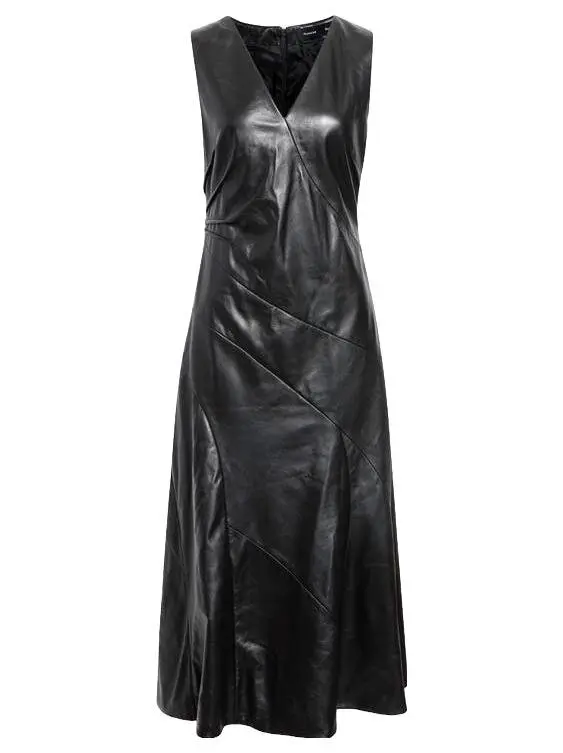 Proenza Schouler Kenza V-neck Leather Dress - Black