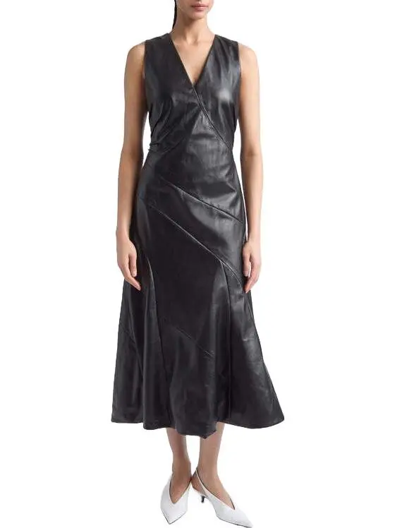 Proenza Schouler Kenza V-neck Leather Dress - Black