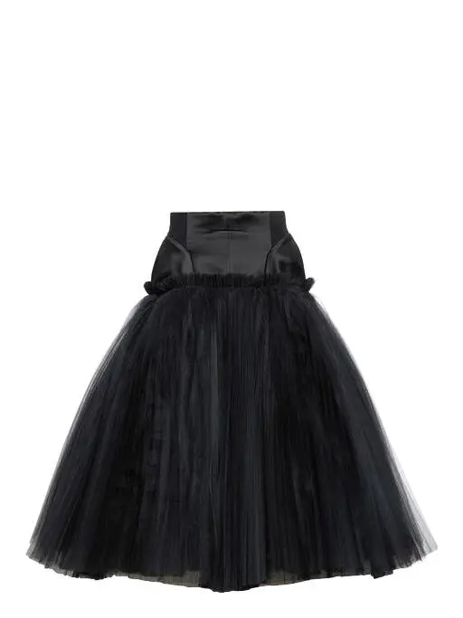 Matieres Fecales Millefeuille Tulle Midi Skirt - Black