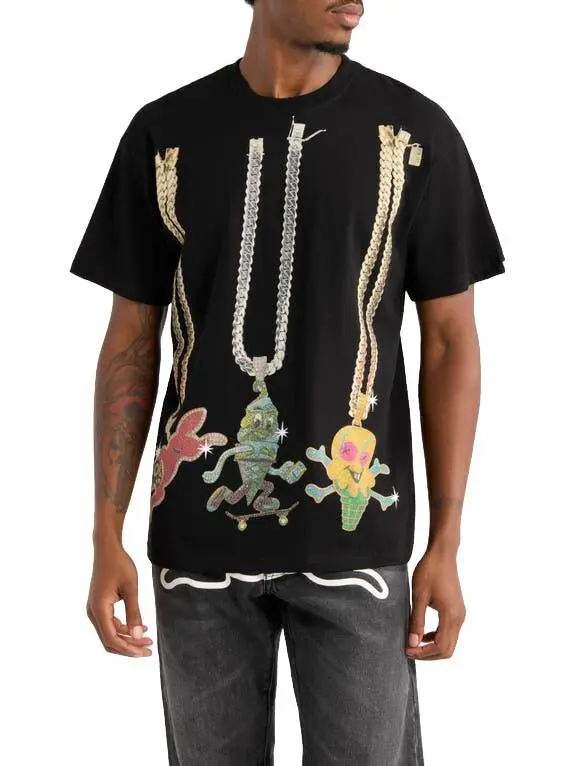 ICECREAM Ginger Cotton Graphic T-shirt - Black