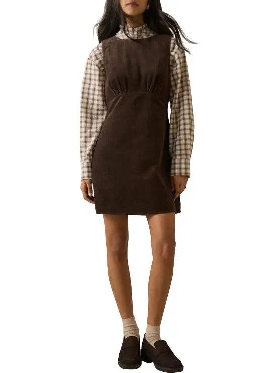 NOBODY'S CHILD Vicky Cotton Corduroy Minidress - Brown