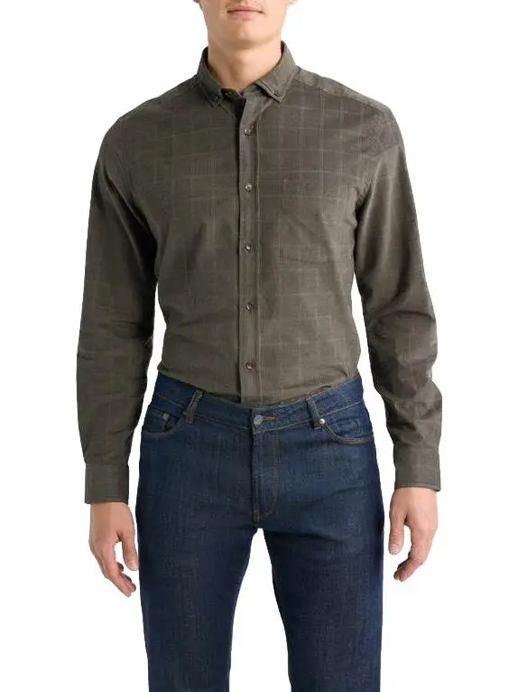 Johnston & Murphy Sherwood Corduroy Button-down Shirt - Olive