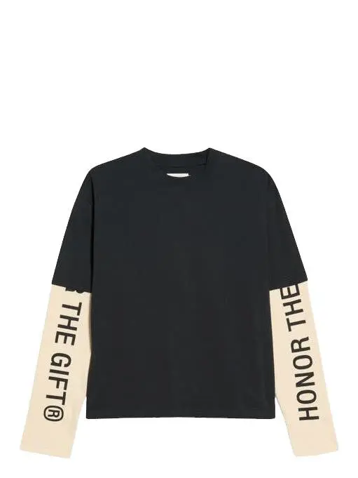 HONOR THE GIFT Honor Double Sleeve Cotton T-shirt - Black